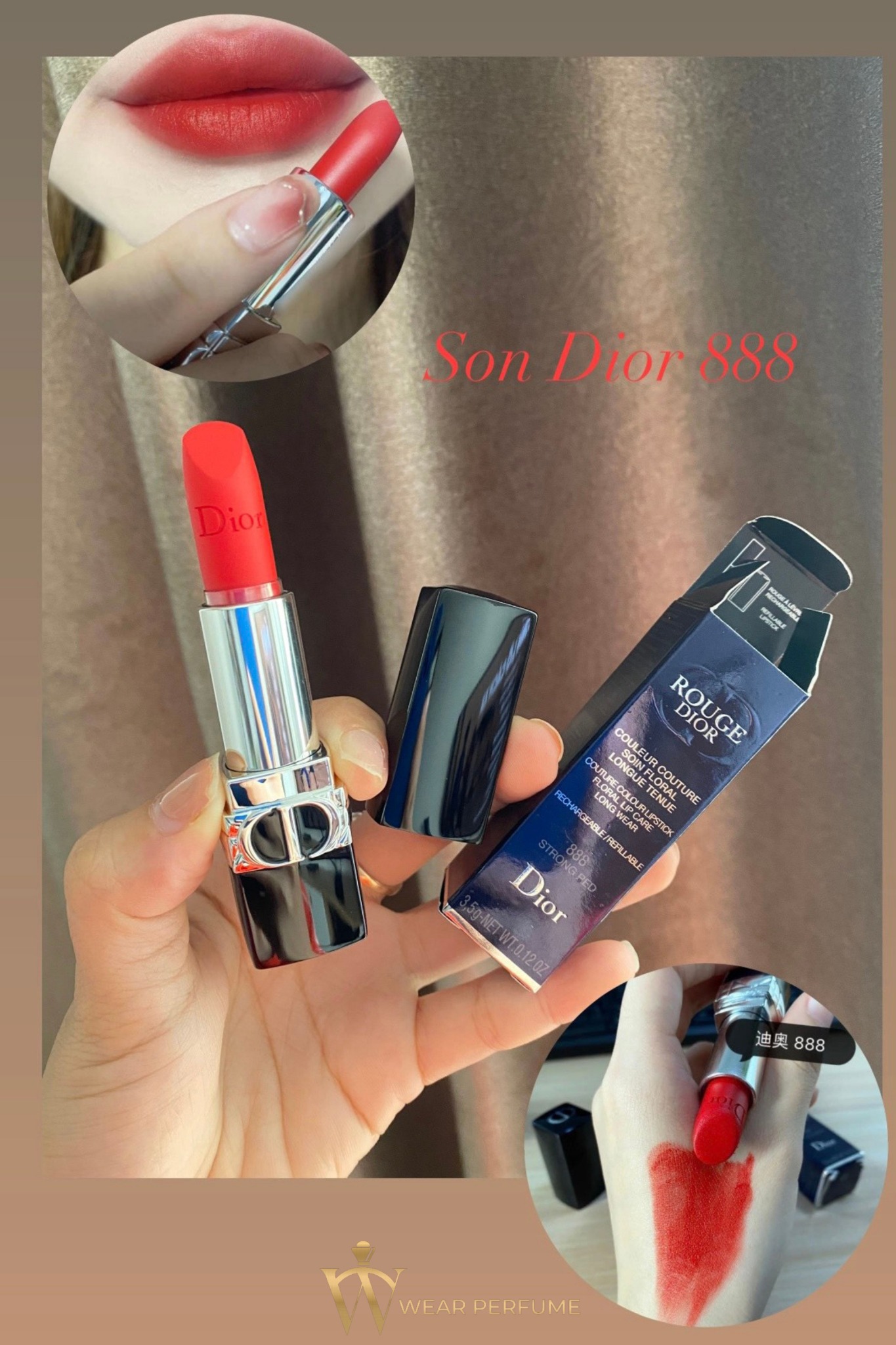 Son Dior Rouge 888 Strong Red Matte - Đỏ Cam – wearperfume