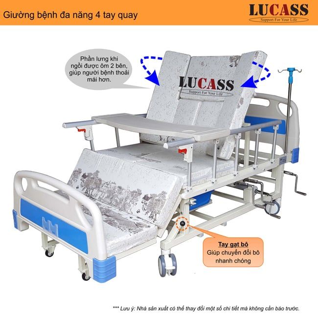 Giường bệnh 4 tay quay Lucas GB-T41 – DỤNG CỤ Y KHOA PHƯƠNG ĐÔNG