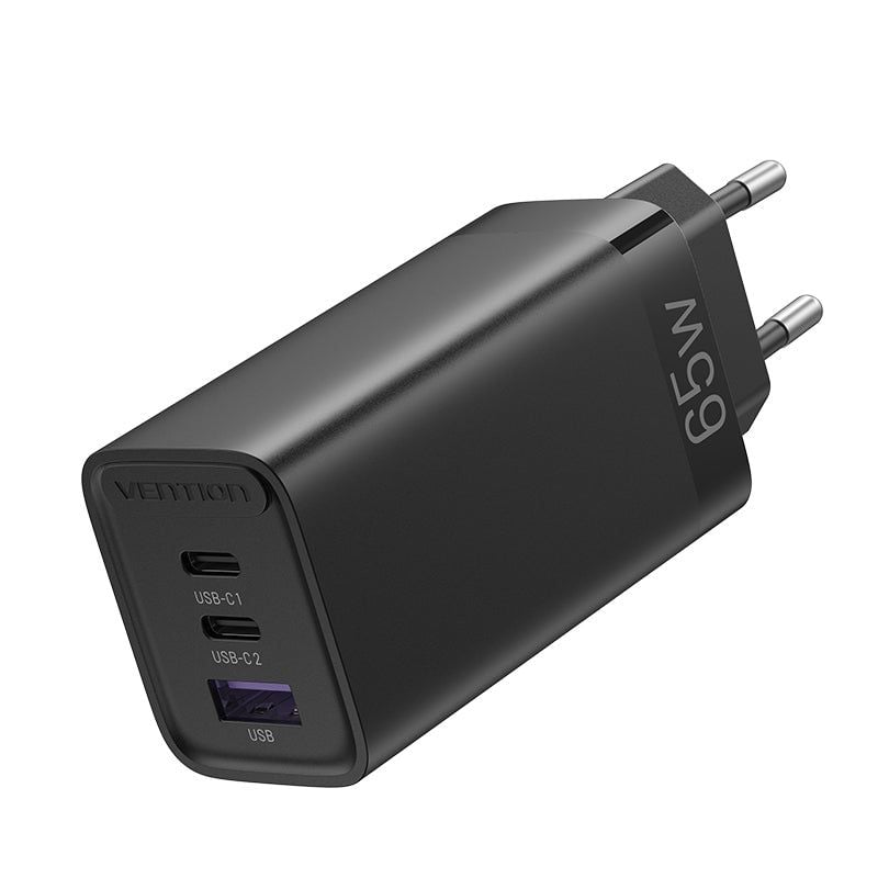 Vention 3-Port USB(C+C+A) GaN Charger(65W/30W/30W) EU-Plug – Vention Vietnam Official