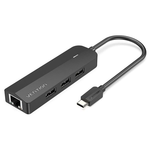 USB-C to USB 2.0*3/RJ45/Micro-B HUB 0.15M Black ABS Type – Vention ...