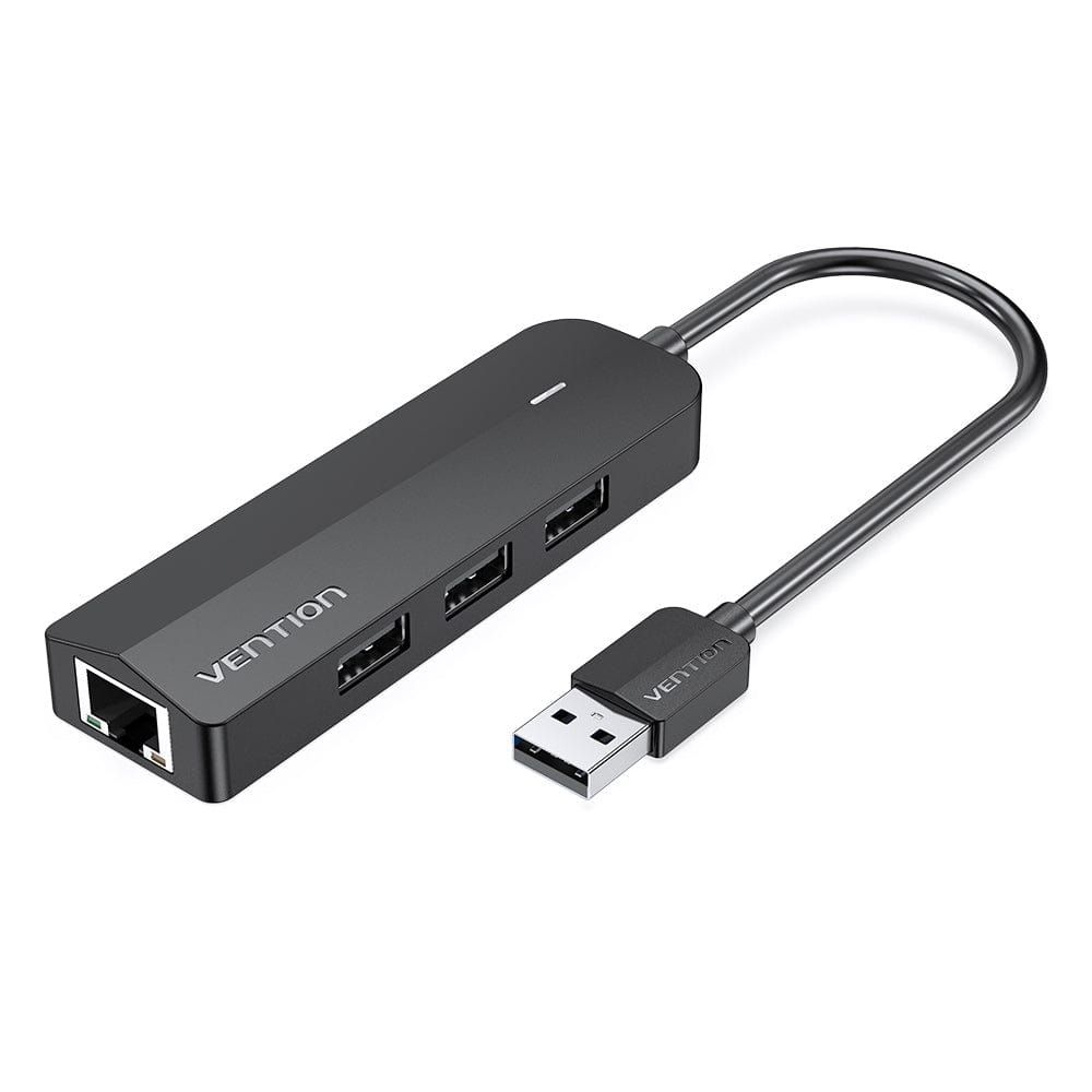 3-Port USB 2.0 Hub with 100M Ethernet Adapter 0.15M Black – Vention ...