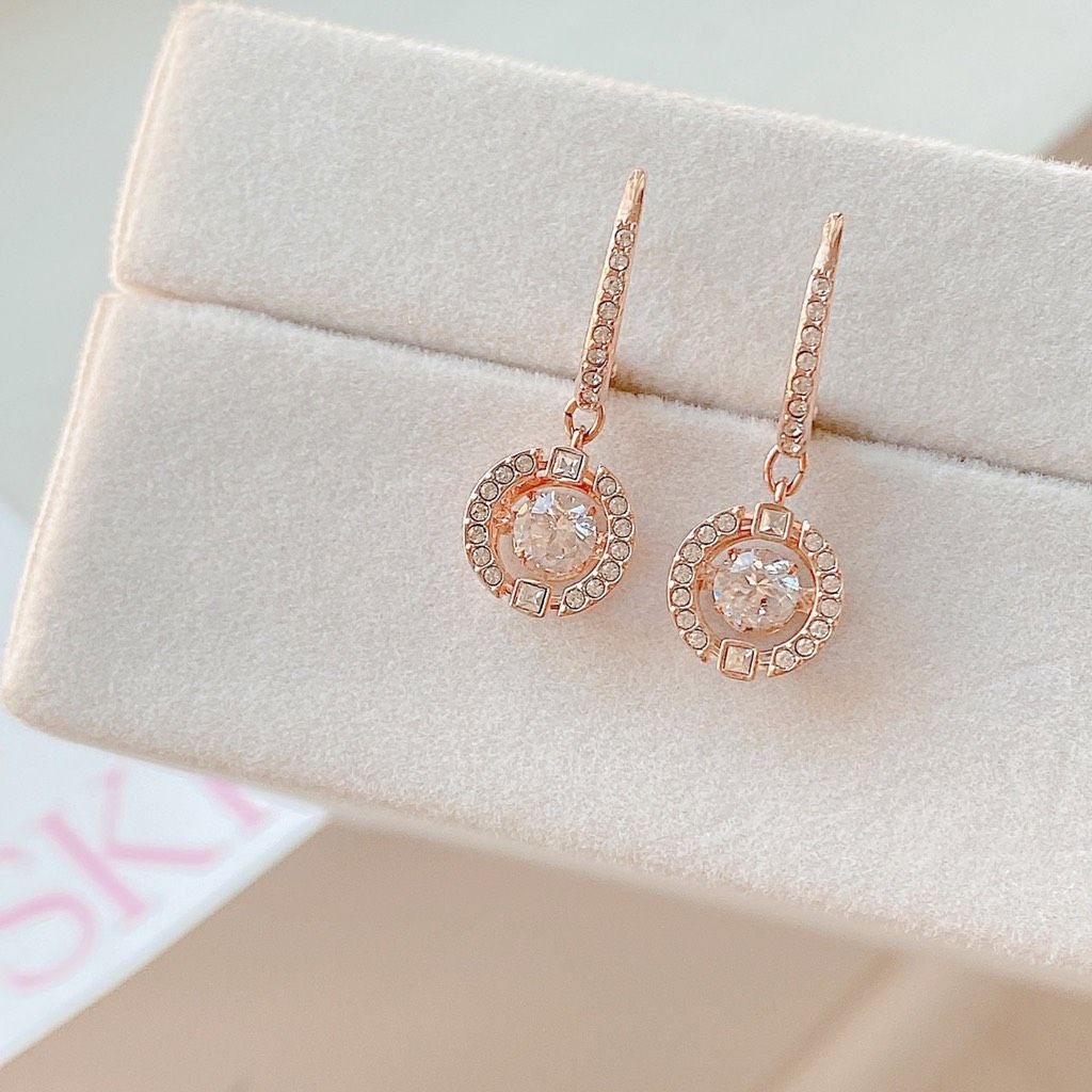 Khuyên tai đá nhảy Swarovski màu vàng hồng - Swarovski Sparkling Dance ...
