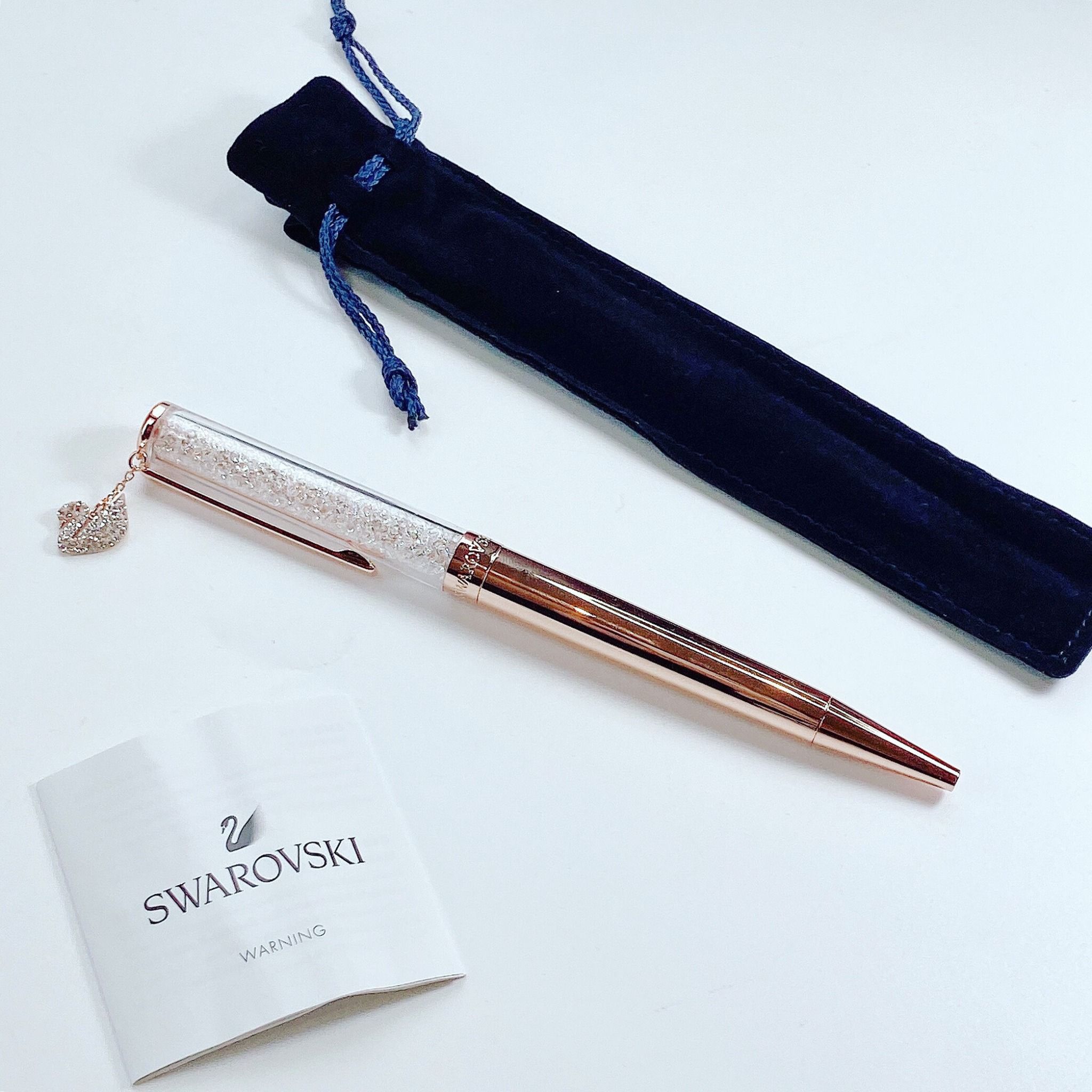 Crystalline ballpoint pen Swan, Rose gold tone, Rose gold-tone plated ...