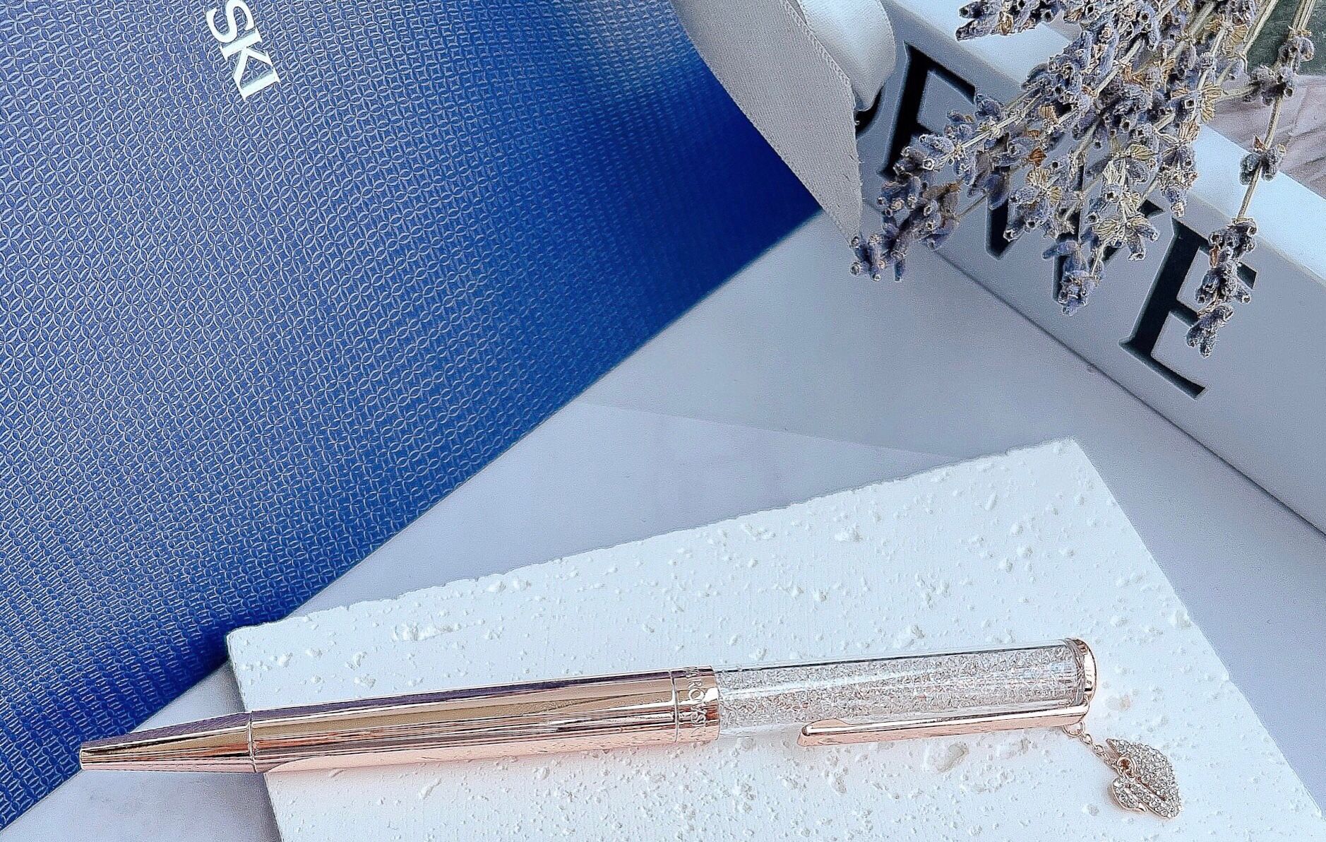 Crystalline ballpoint pen Swan, Rose gold tone, Rose gold-tone plated ...