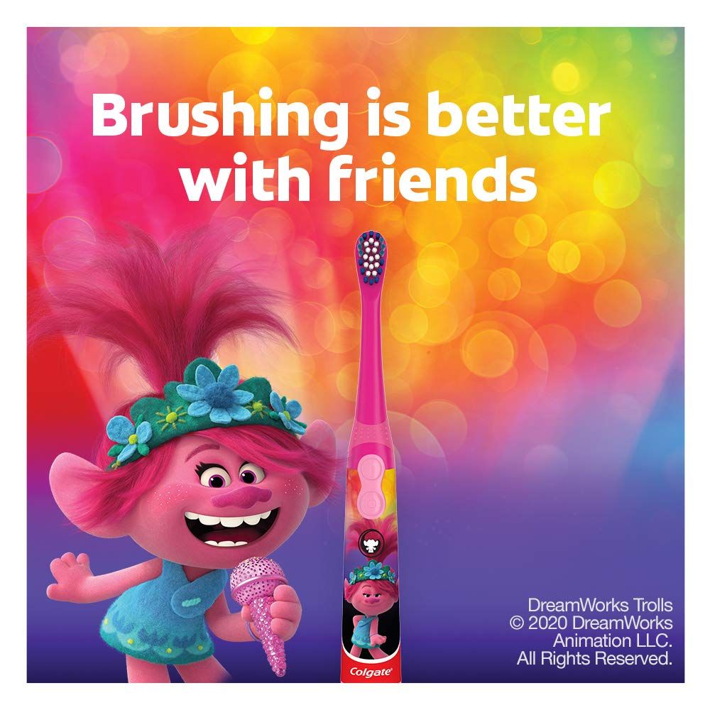Colgate Kids Battery Powered Toothbrush, Trolls - Extra Soft Bristles ...