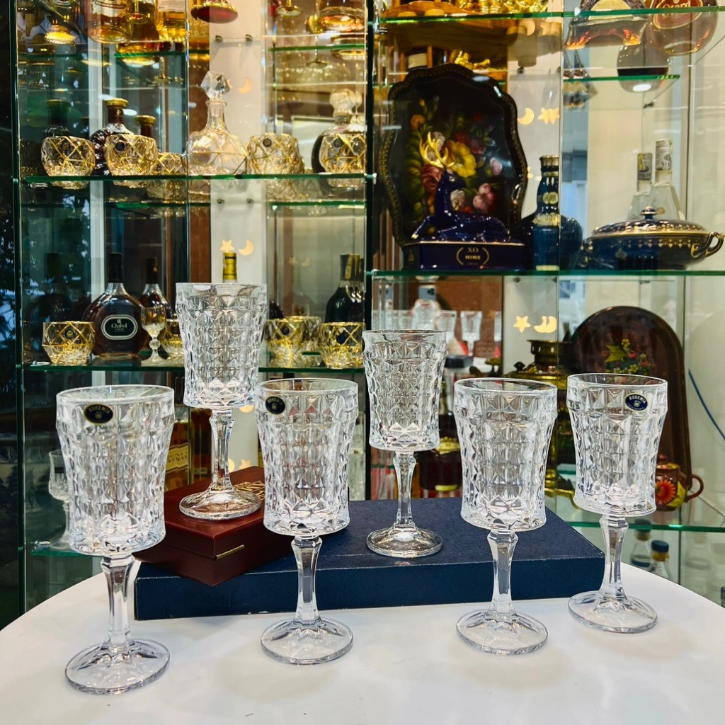 Bộ 6 ly pha lê Bohemia Diamond 200ml nội địa Đức - Germany S&T