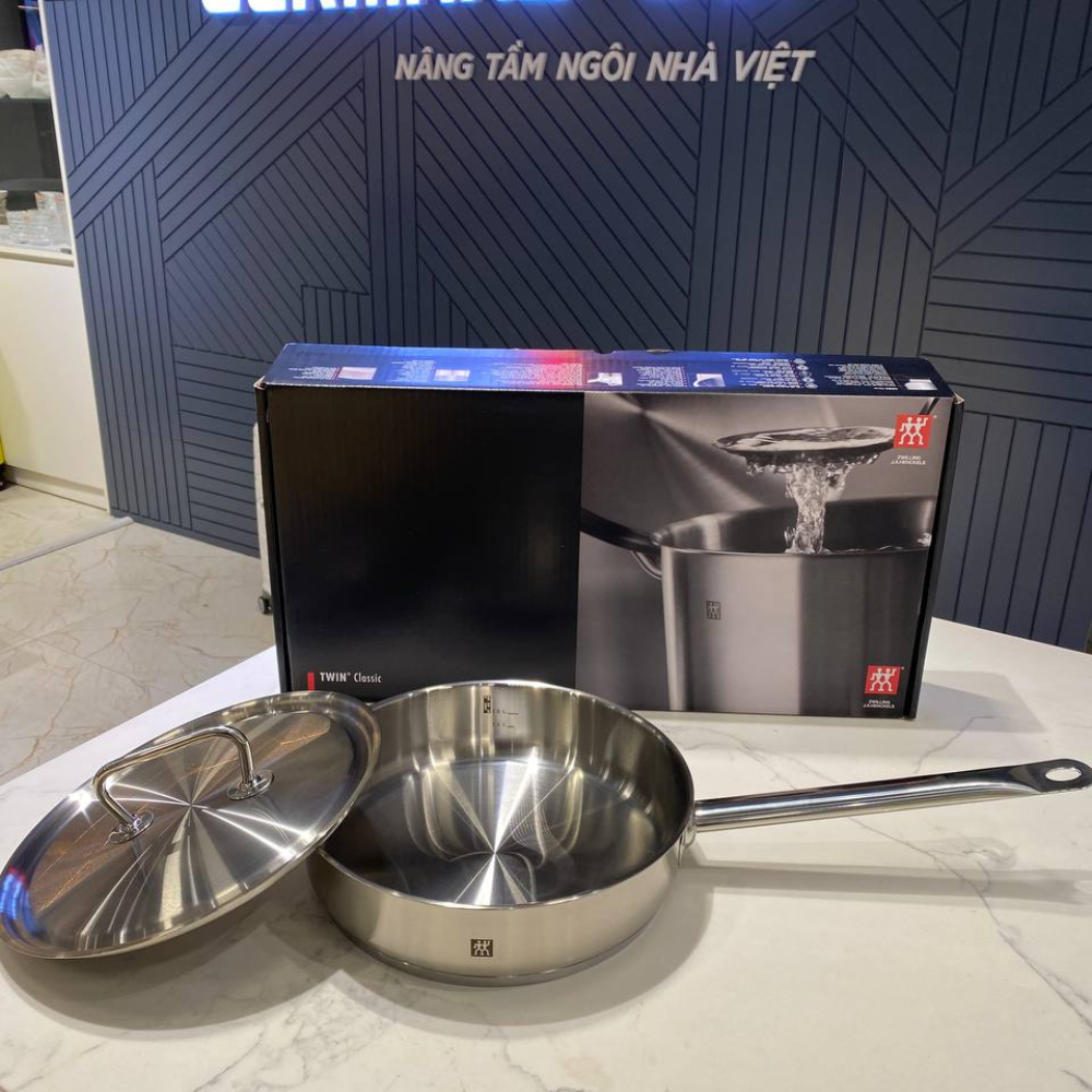 Chảo inox ZWILLING Twin Classic 24cm có nắp vung thép