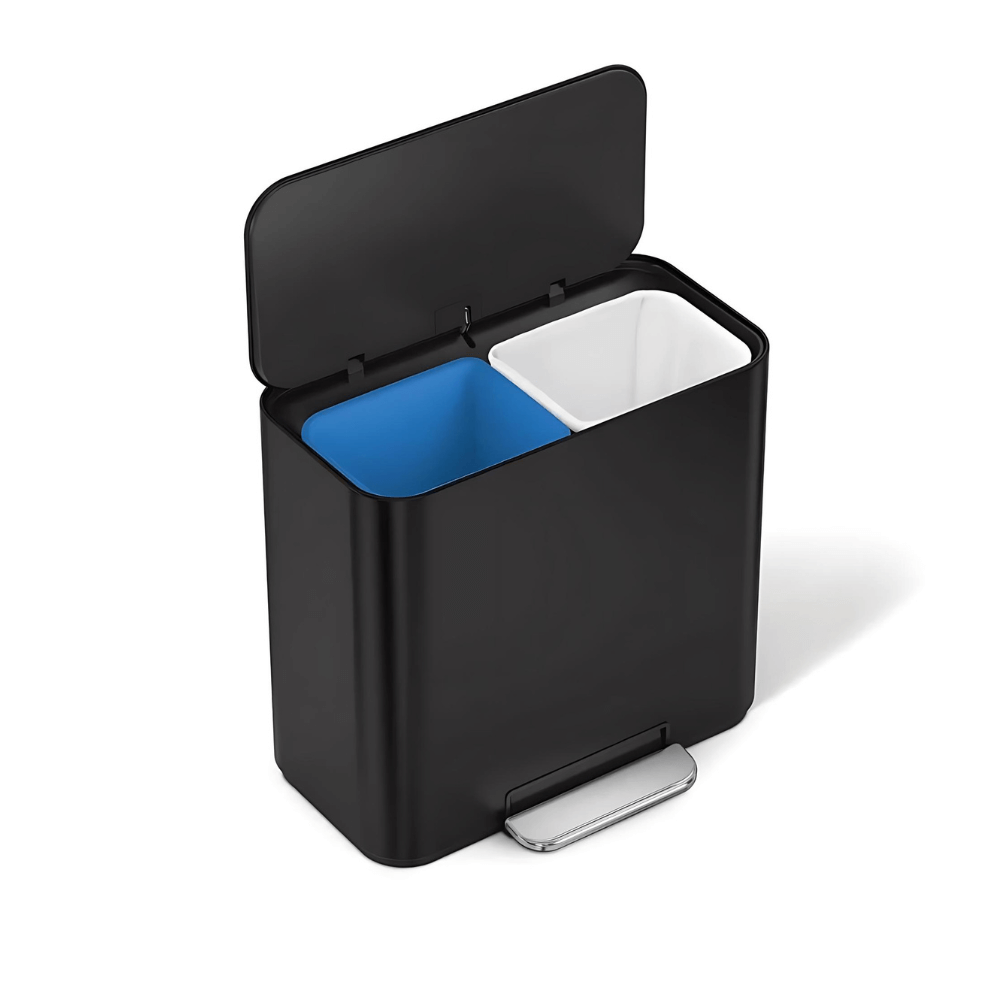 Thùng rác Simplehuman 2 ngăn 15 lit màu đen