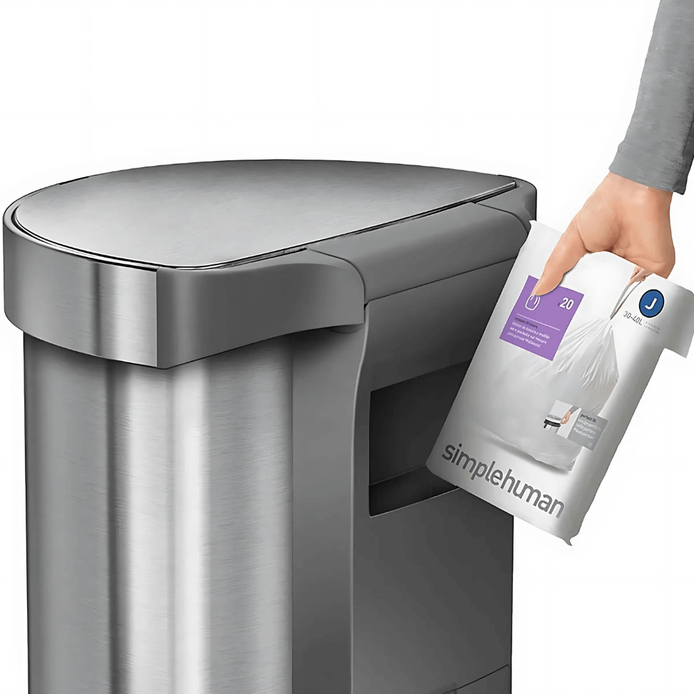 Thùng rác Simplehuman cảm ứng kháng khuẩn 45l màu đen và set nước hoa,