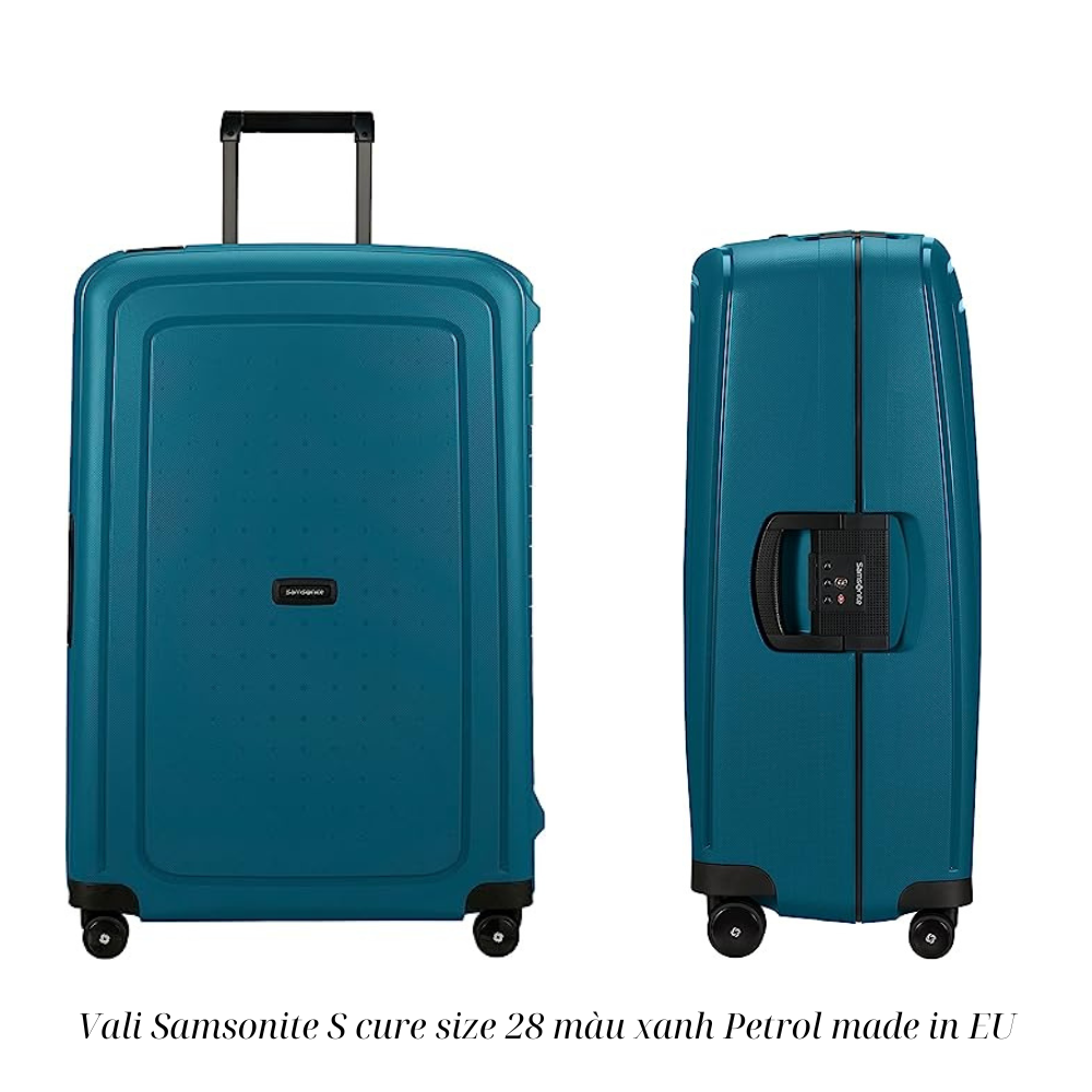 Vali Samsonite S cure size 28 màu xanh Petrol made in EU