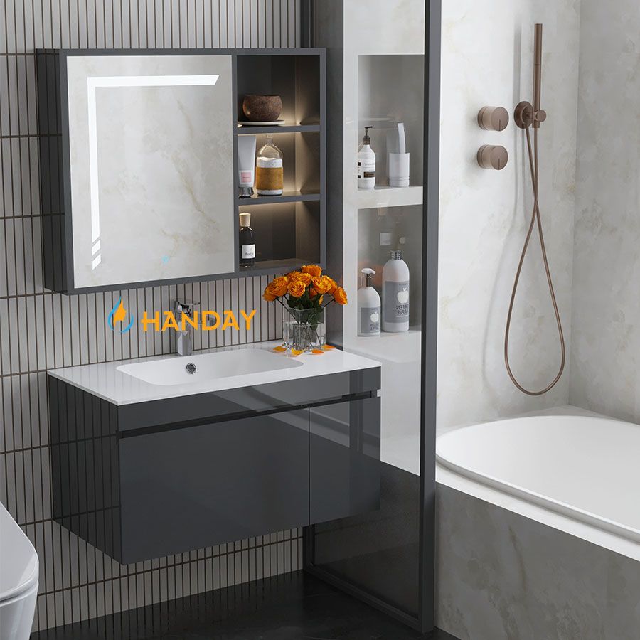Tủ Chậu Lavabo PVC 81x47cm Xám Chống Nước Chống Mối Mọt Tuyệt Đối HAND ...
