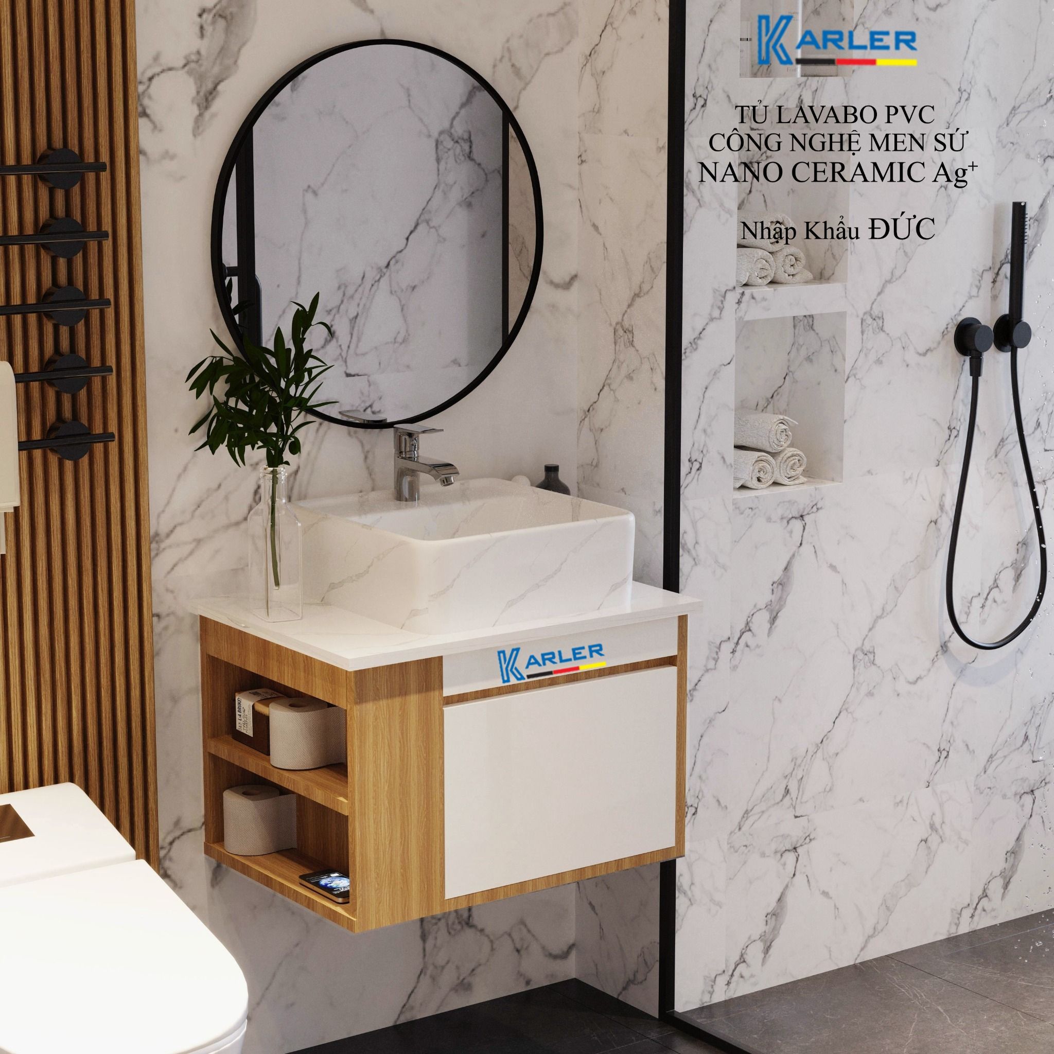Tủ Lavabo PVC Karler – Kho Thiết Bị Vệ Sinh Chính Hãng