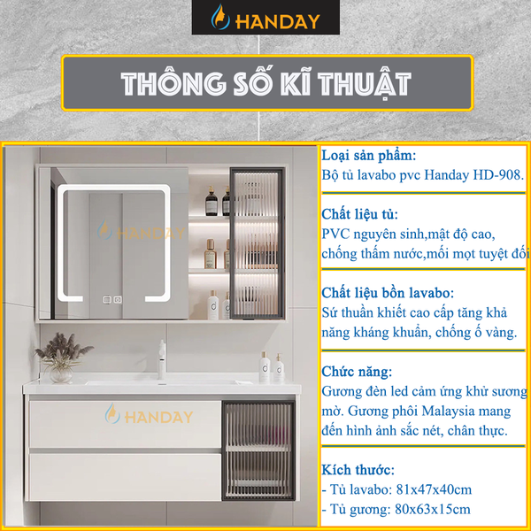 Bộ Tủ Chậu Lavabo PVC Cánh Kính Bồn Sứ Phủ Mặt Tràn Viền Tủ Gương Đèn ...