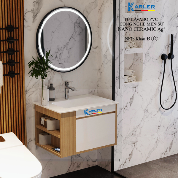 Bộ Tủ Chậu Lavabo PVC Lõi Đặc Màu Vân Gỗ Kết Hợp Bồn Sứ Phủ Mặt – Kho ...