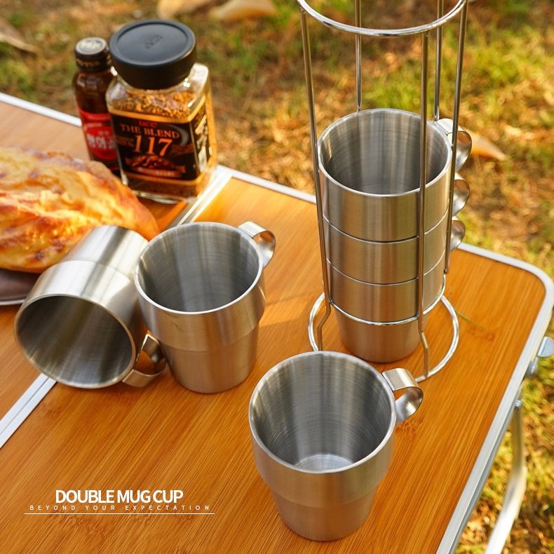 Bộ 4 cốc 2 lớp 300ml inox 304 cách nhiệt chính hãng CLS – Du mục Camping