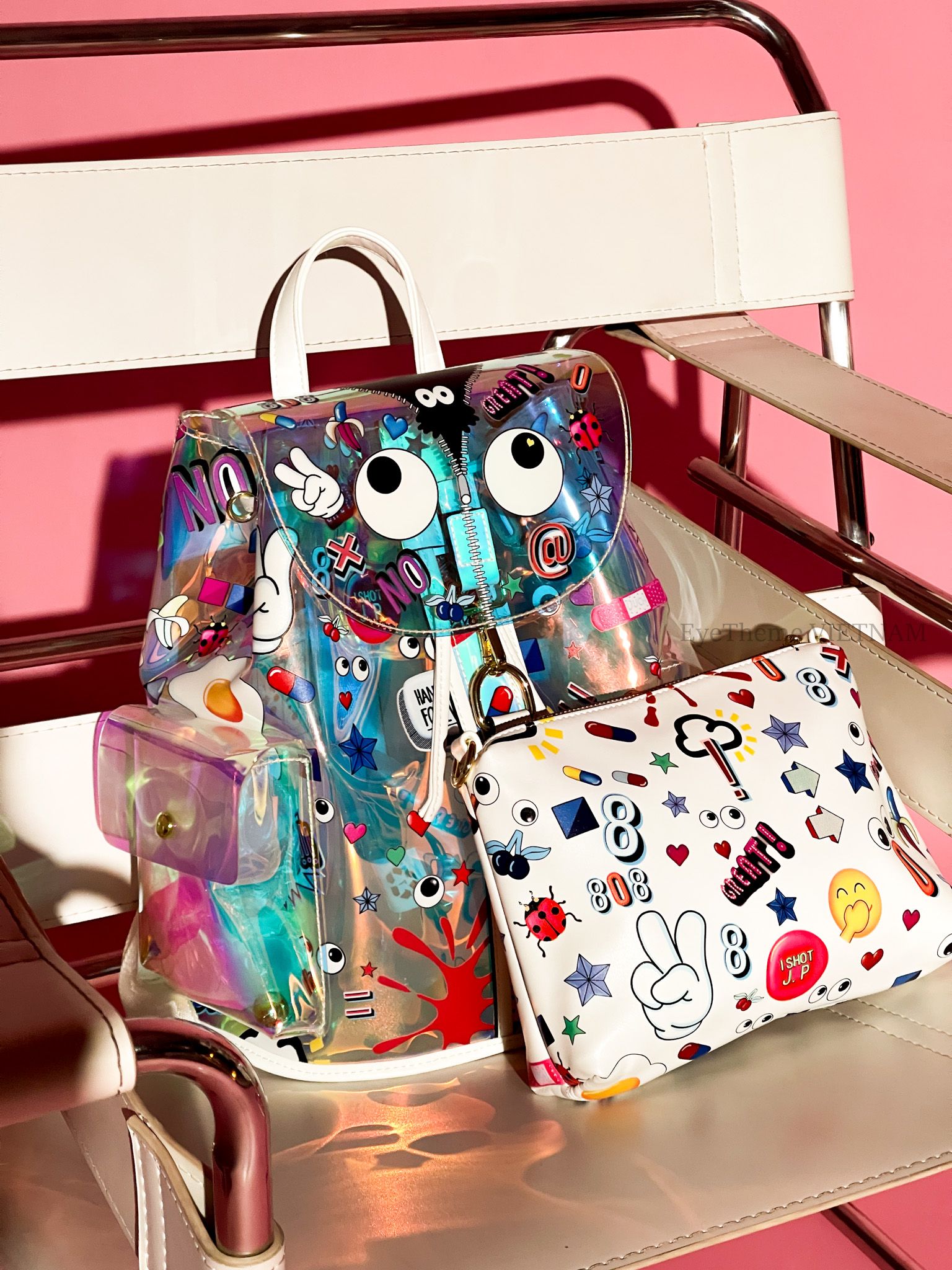 Balo phản quang phom lớn đứng họa tiết thanh lịch 7 màu cao cấp EYETHE – Eye Theme VN