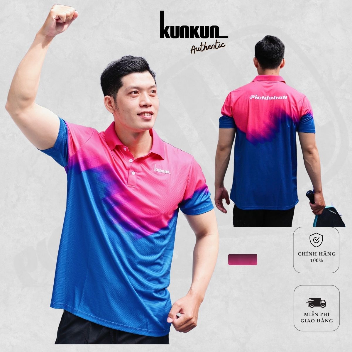 Áo thun Polo Pickleball hình vợt thấm hút mồ hôi, thoải mái vận động, – KunKun