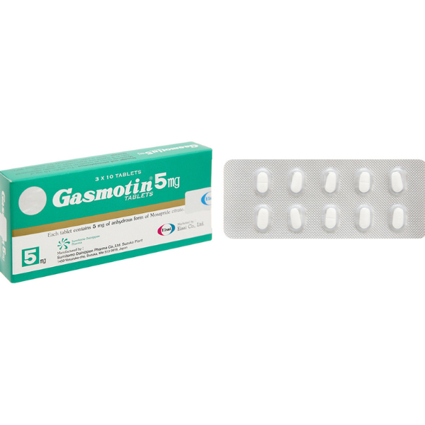 Gasmotin 5mg trị triệu chứng dạ dày - ruột (3 vỉ x 10 viên)
