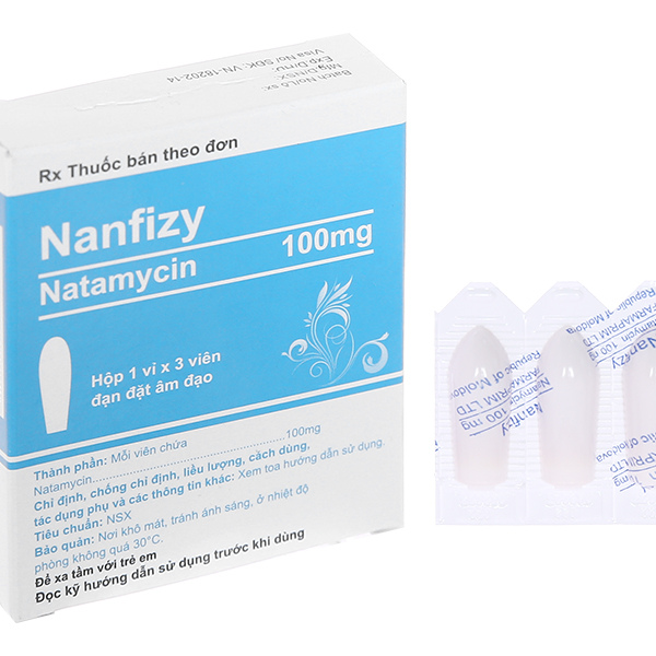 Viên đặt âm đạo Nanfizy 100mg trị nhiễm nấm âm đạo (1 vỉ x 3 viên)