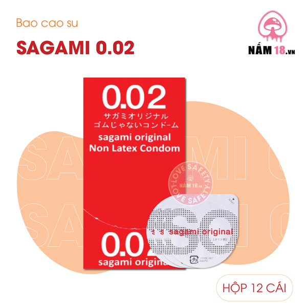 Bao Cao Su Siêu Mỏng Sagami 0.02 - Hộp 12 Cái – Nấm 18 - "Thỏa mãn KHÔNG giới hạn"