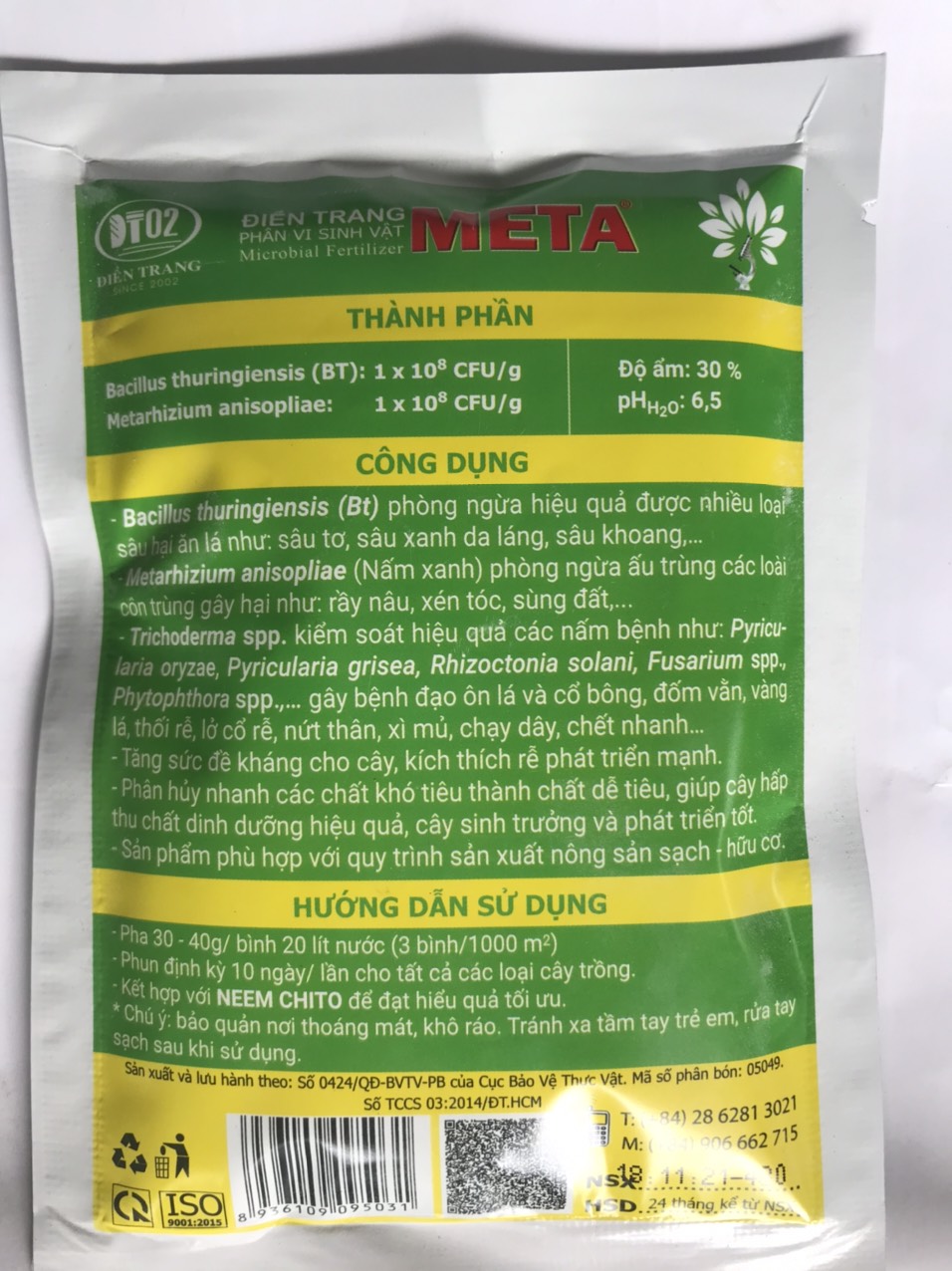 Chế phẩm vi sinh BT META xử lý đất ngừa sâu đục thân sùng đất nấm bệnh ...