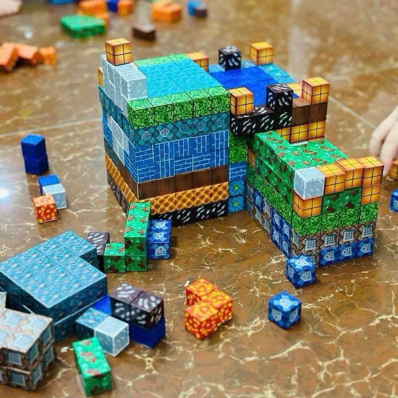 Đồ chơi xếp khối sáng tạo: Set 50 Khối nam châm từ tính Minecraft xây ...