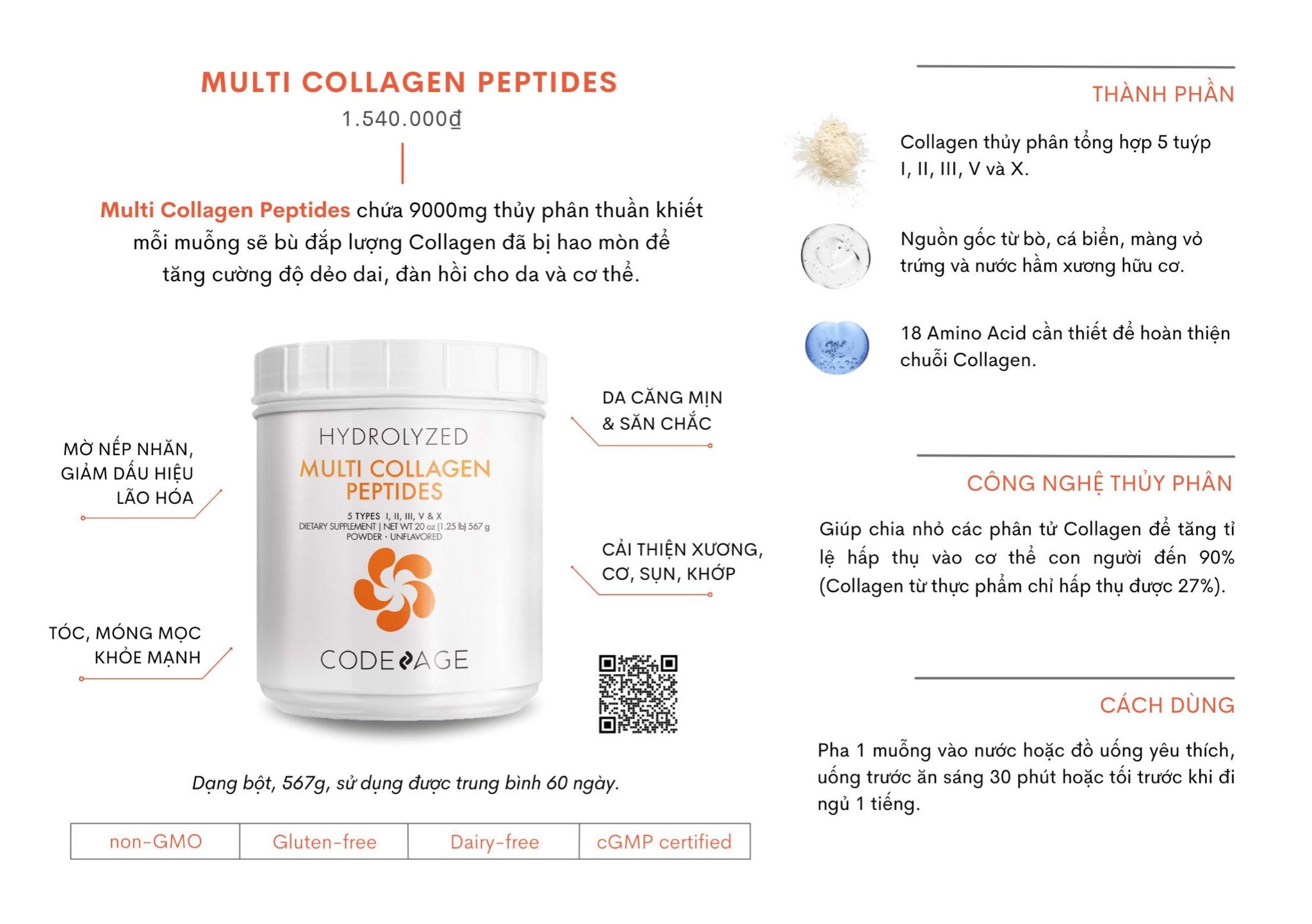 Codeage Hydrolyzed Multi Collagen 567G – PERFECTSTORE.VN | VITAMINS ...