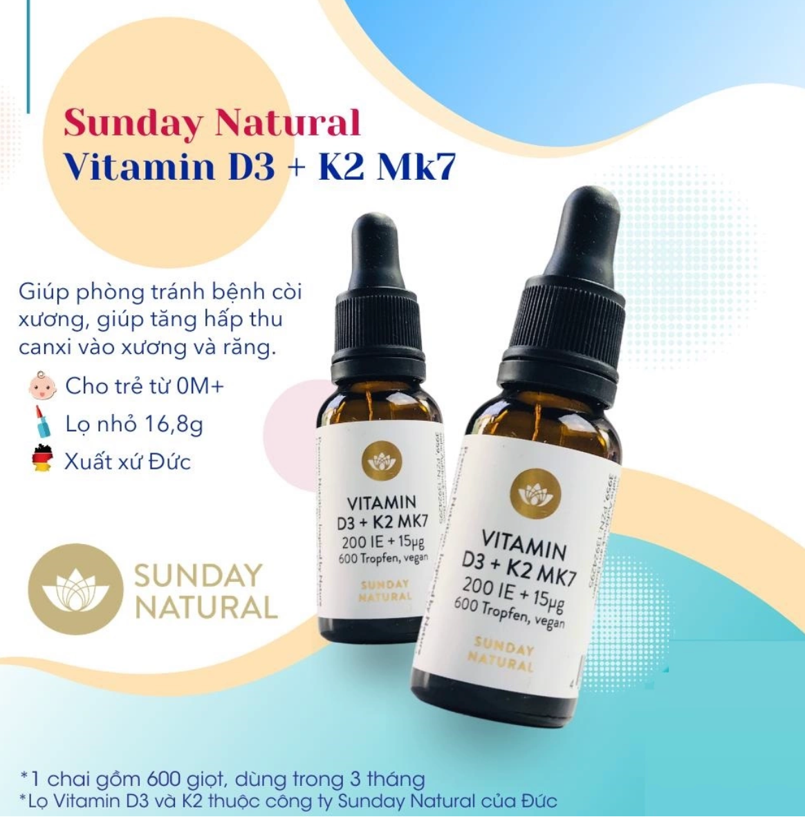 Vitamin D3 K2 MK7 Sunday Natural của Đức 20ml cho trẻ em – PERFECTSTORE ...