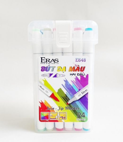 Bút Dạ Màu 2 Đầu E648 24 Màu - Nhà Sách CPSchool