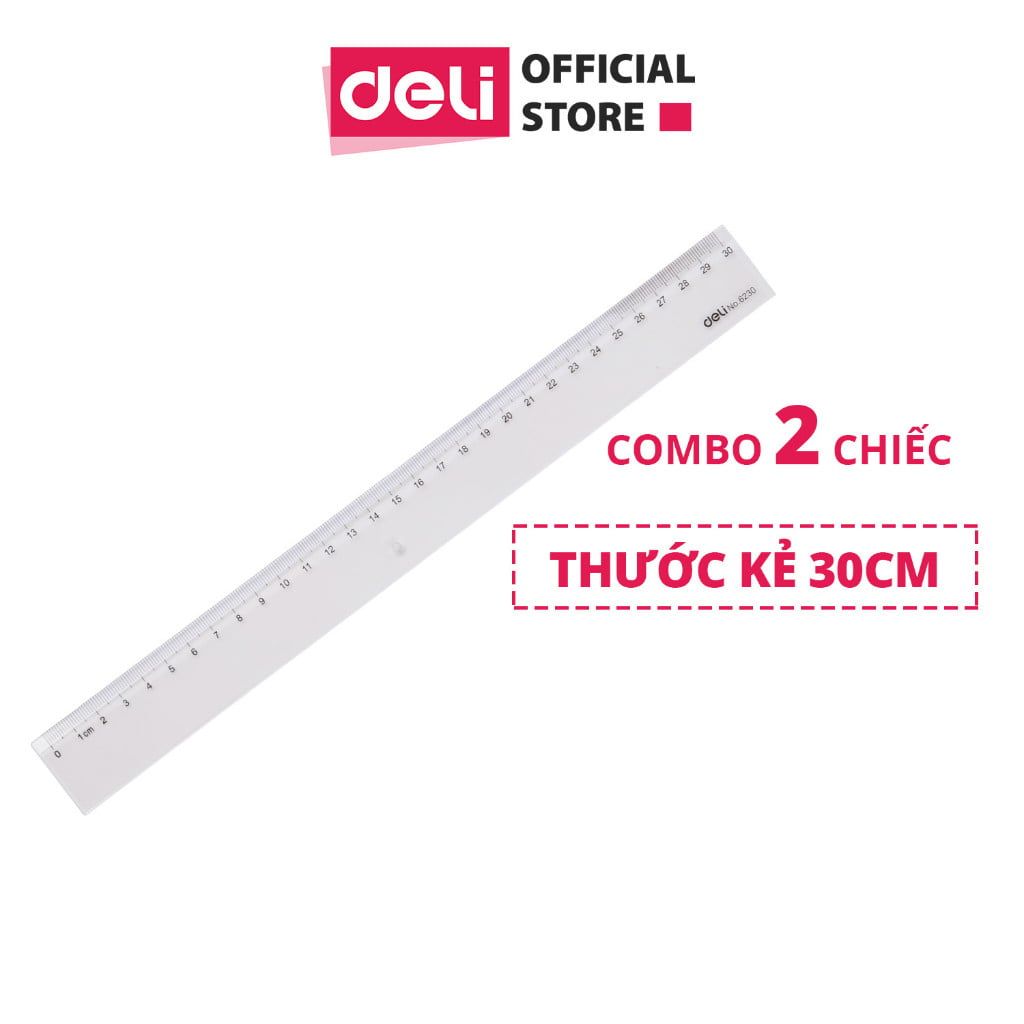 Thước Kẻ nhựa Mica 30cm Deli E6230 - Nhà Sách CPSchool
