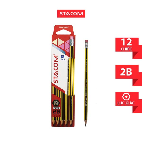 STACOM BÚT CHÌ GỖ THÂN VÀNG SỌC ĐEN - PC113-2B - Nhà Sách CPSchool