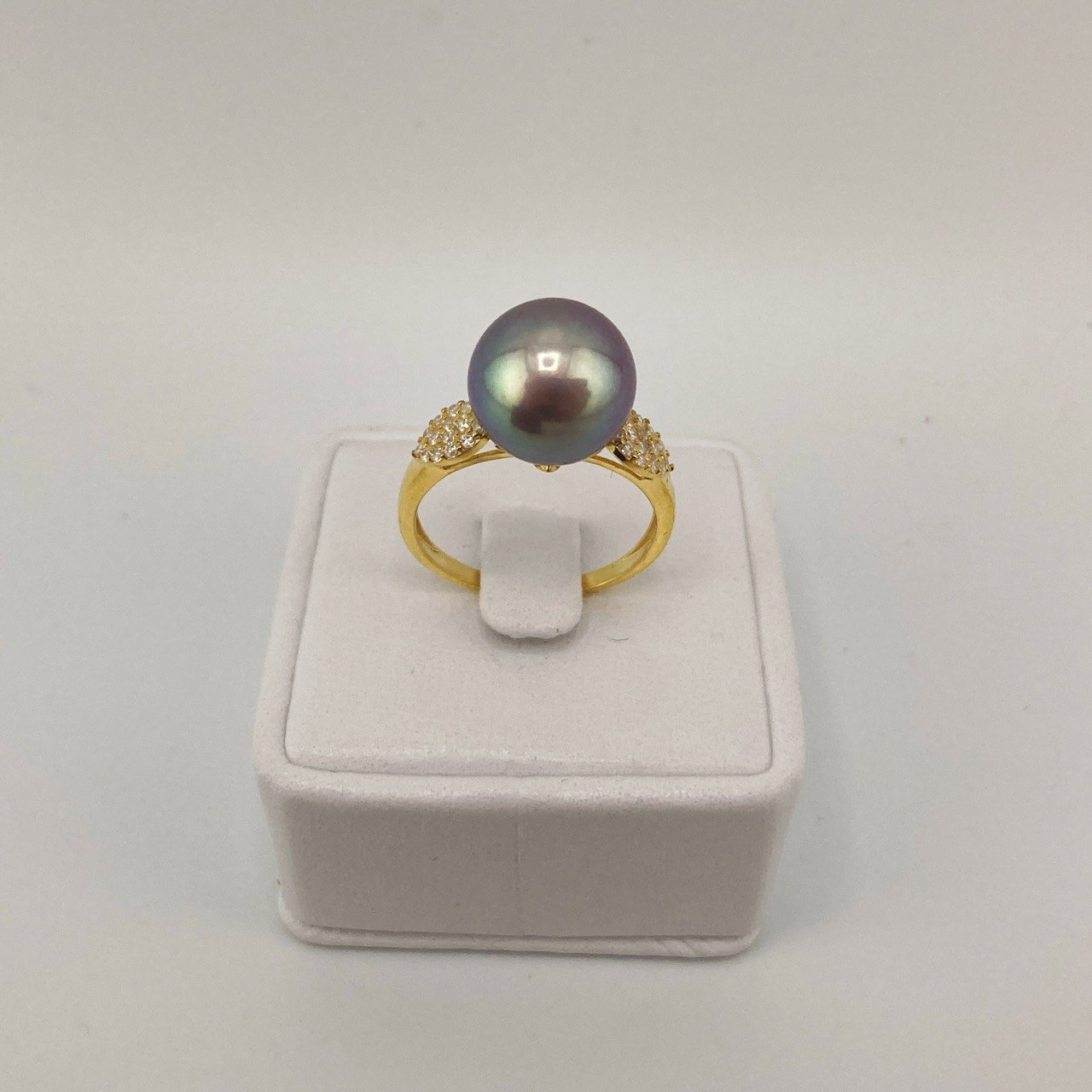 Nhẫn Bạc s925 Mạ Vàng Thật 18K Đính Ngọc Trai 11-12mm Hạt Tròn Đẹp Gra