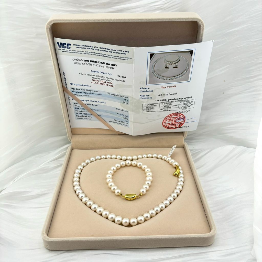 [Kèm Kiểm Định] Set Bộ Trang Sức Ngọc Trai Tròn Tự Nhiên VIP Cao Cấp