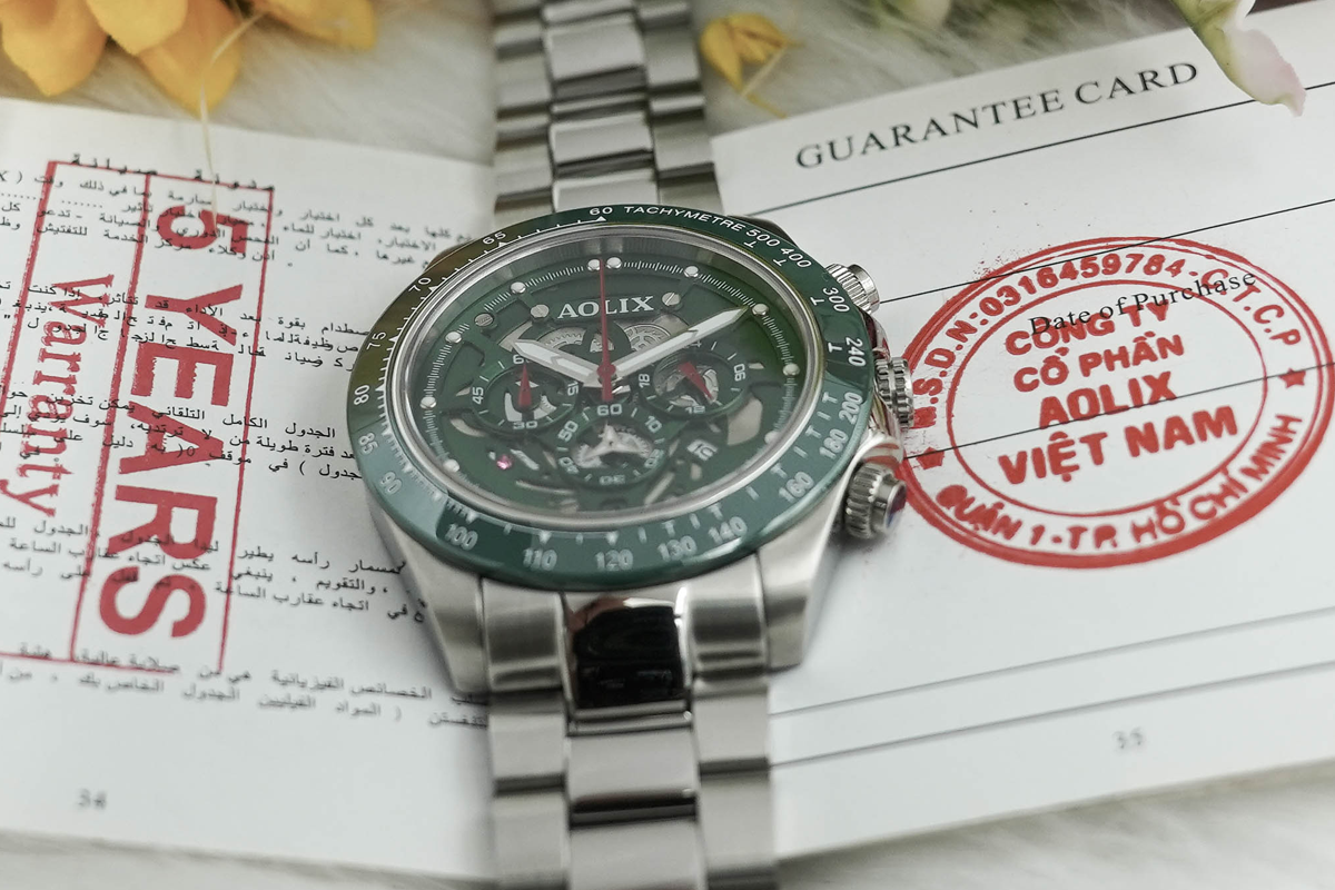 Đồng Hồ Nam Chronograph Tachymetre Aolix AL-7085G Sapphire Bảo Hành ...