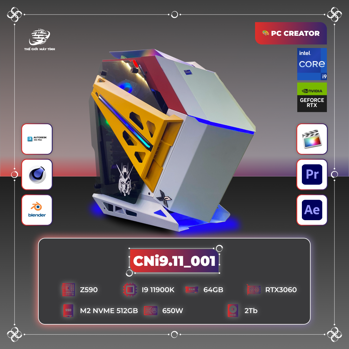 PC CREATOR CNi9.11_001/ Z590/ i9 11900K/ HDD 2T/ DDR4 64GB 3200MHz/ SS