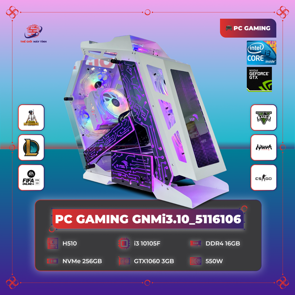 PC GAMING GNMi3.10_5116106 | H510 | i3 10105F | DDR4 16GB | SSD 256GB