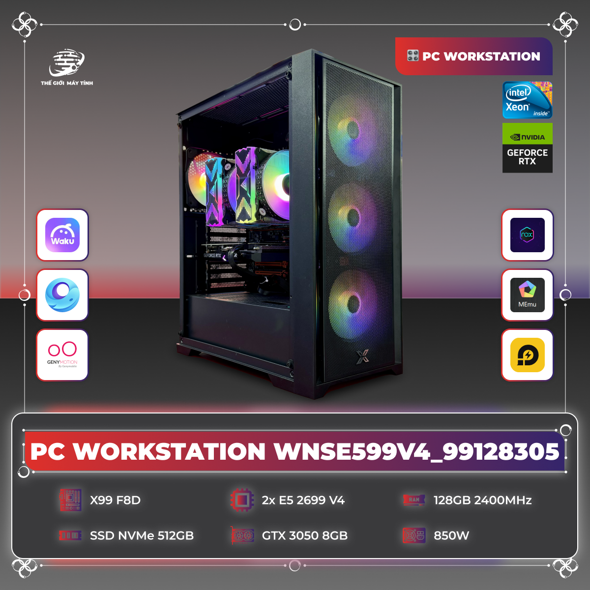 PC WORKSTATION WNSE599V4_99128305 | Dual E5 2699 V4 | RTX 3050 8GB | R