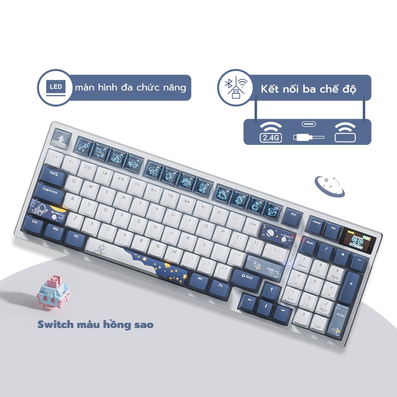 Bàn phím cơ gaming Không dây Bluetooth ONIKUMA BK98 98 phím, có đèn RG