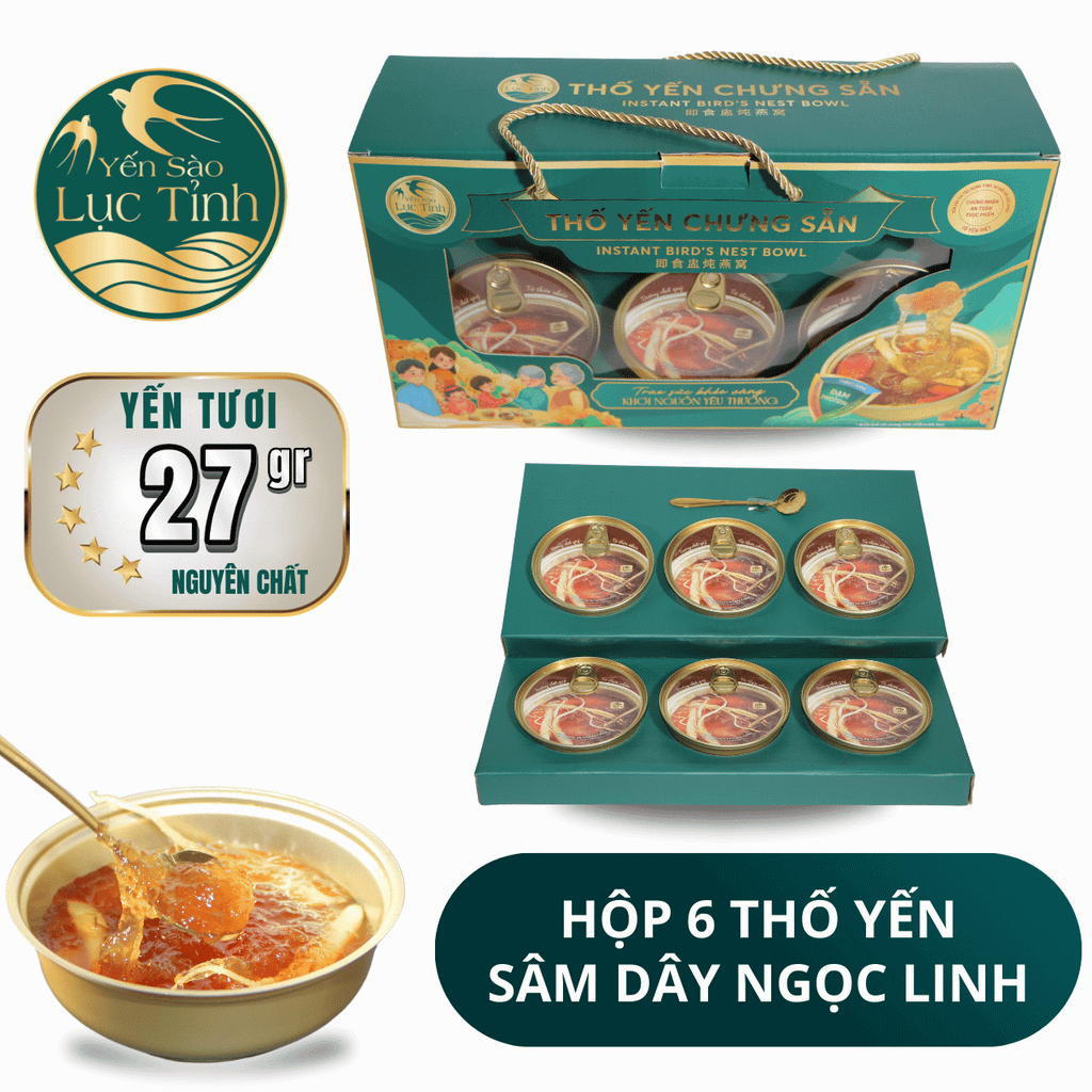 Thố yến chưng sẵn sâm dây Ngọc Linh - Yến Sào Lục Tỉnh