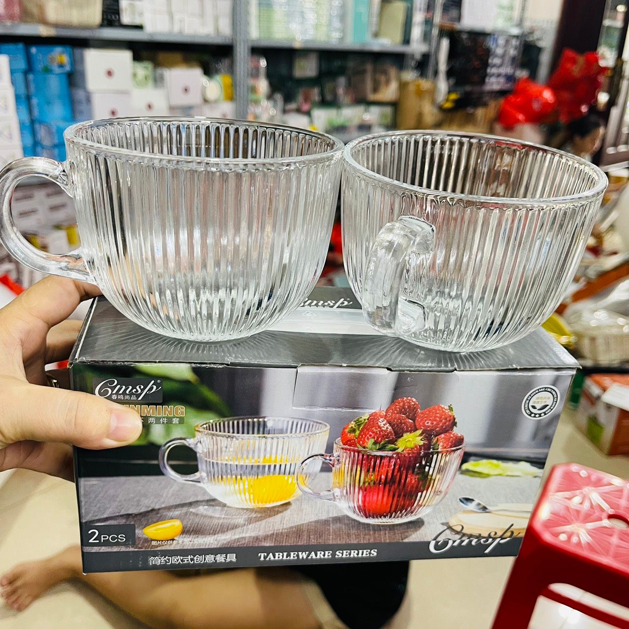 [24] cốc thủy tinh kẻ sọc set 2 400ml Chunming trắng – Diệu Linh Gia ...