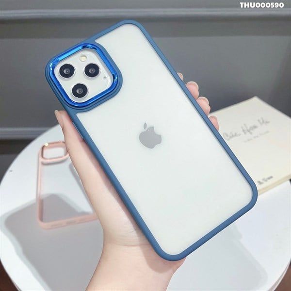 Ốp IP 12 Pro Max Lưng trong viền màu camera kép