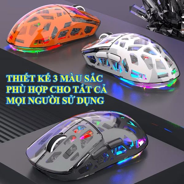 Chuột không dây + BT K-Snake BM560 trong suốt led RGB