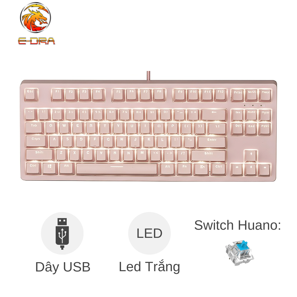 **Bàn phím cơ EDra EK387 HỒNG