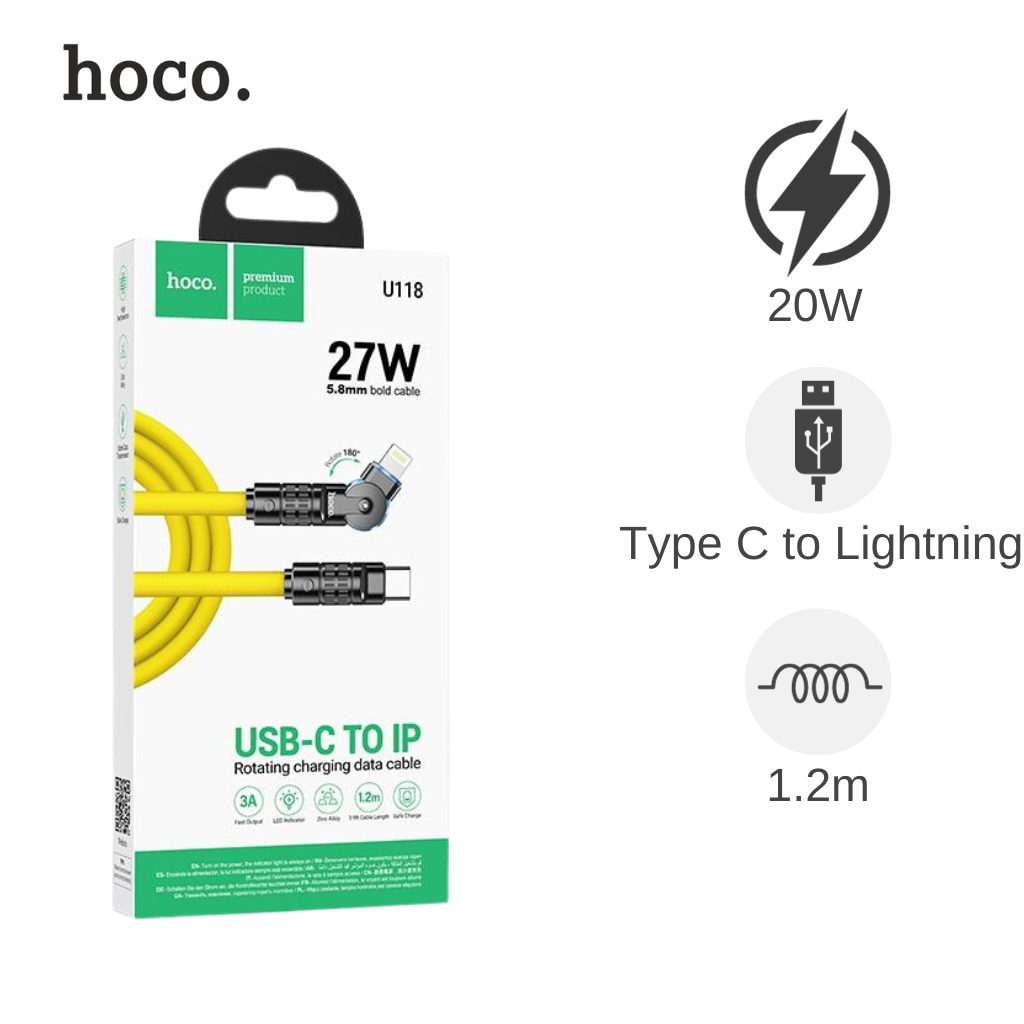 Cáp Type C to Lightning Hoco U118 1.2m