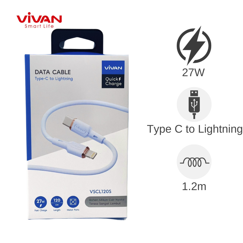 Cáp sạc Type C to Lightning Vivan L120S 1.2m