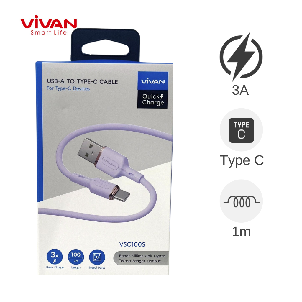 Cáp Type C Vivan C100S 1.2m