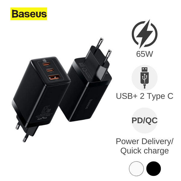 **Cóc sạc Baseus 65W 1U + 2C kèm cáp