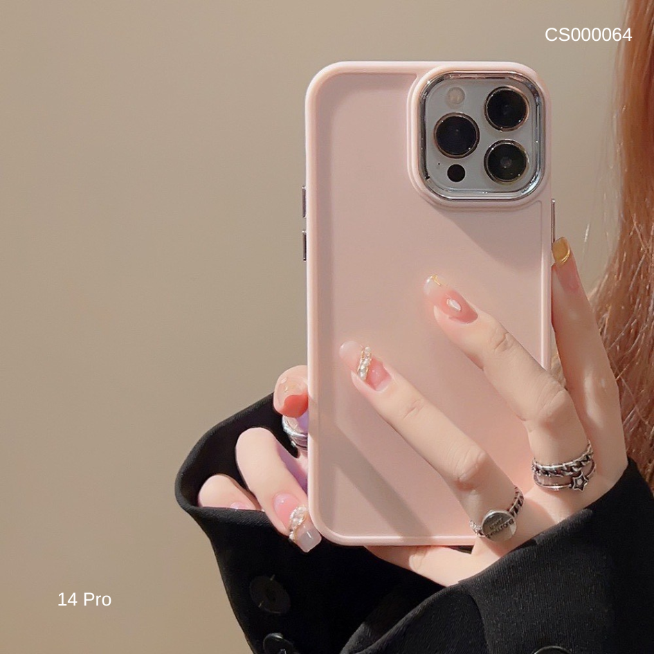 Ốp IP 14 Pro silicon màu trơn viền camera