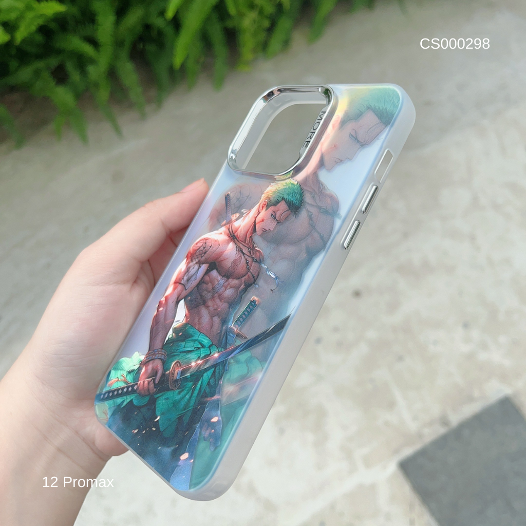 Ốp IP 12 Pro Max hình Zoro viền ánh kim in 3D