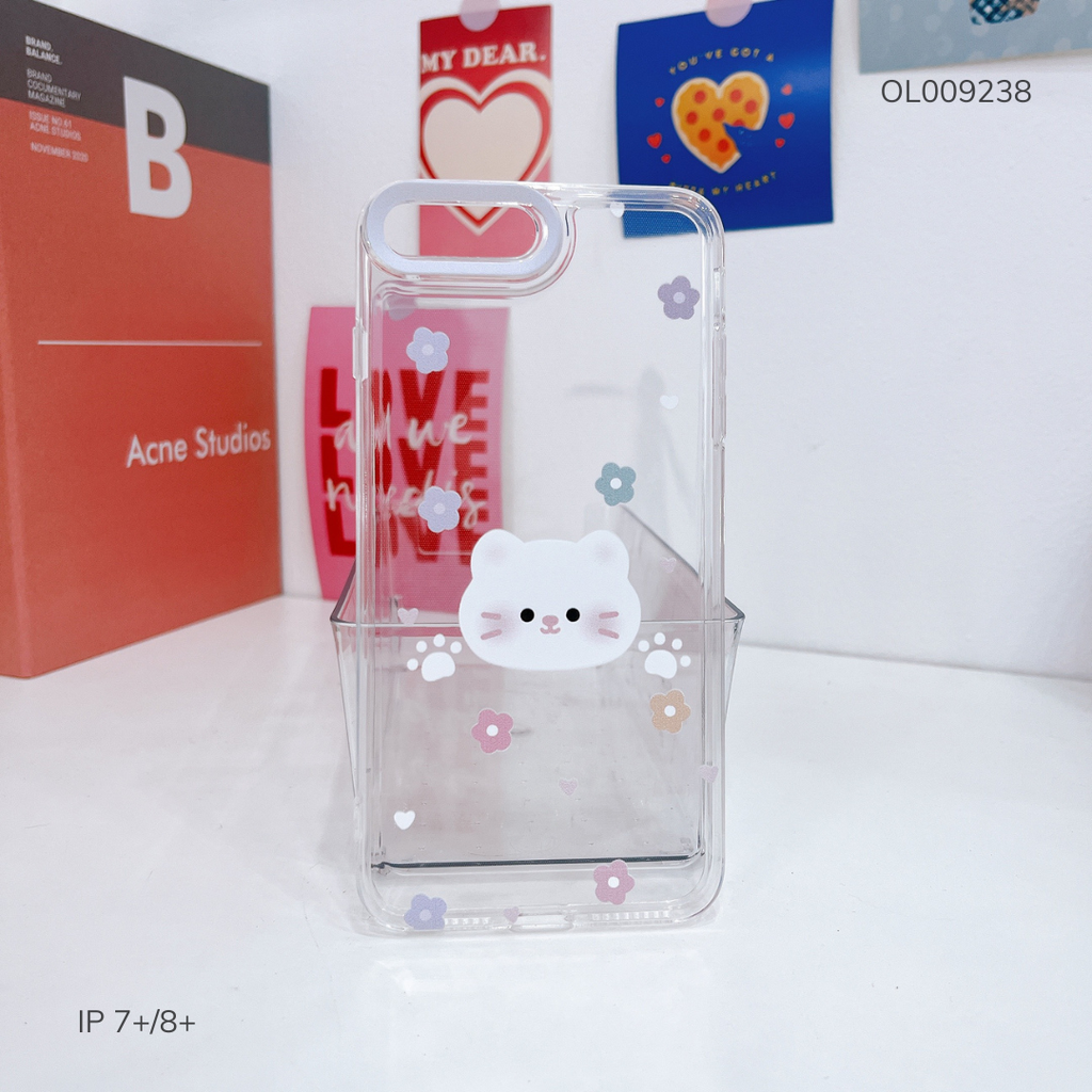 Ốp IP 7+/8+ dẻo trong mèo và hoa màu